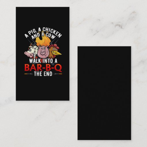 Funny BBQ Joke Pig Chicken Cow Barbecue Humor Business Card | Zazzle