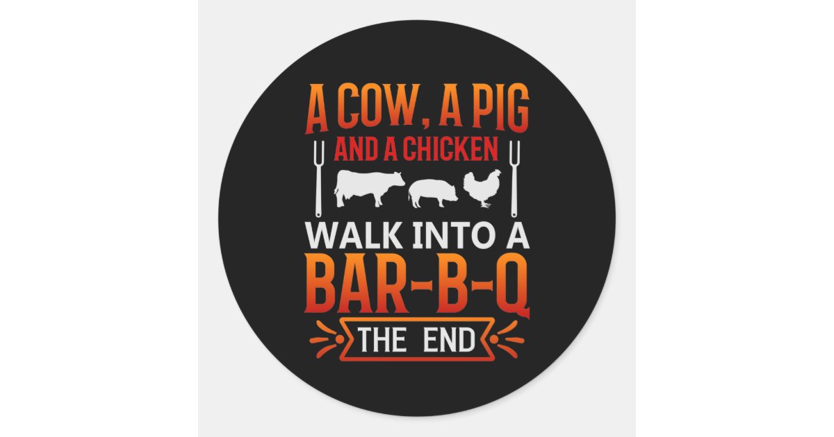 Funny BBQ word art Classic Round Sticker | Zazzle