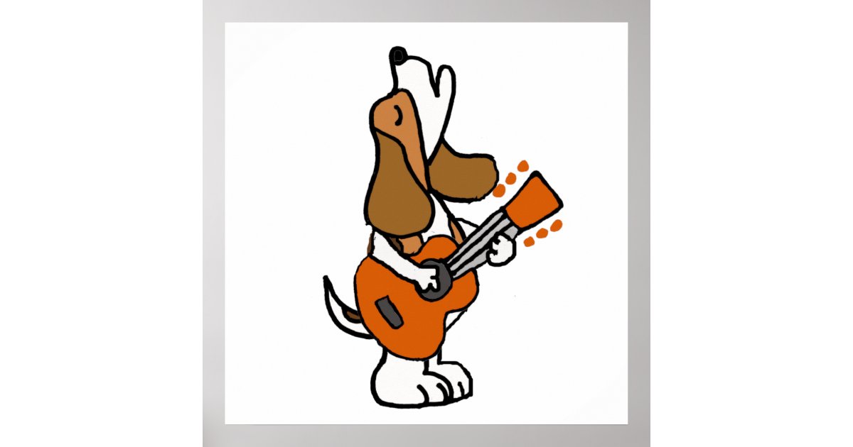 Funny Beagle Dog Singing and Playing Guitar Poster | Zazzle