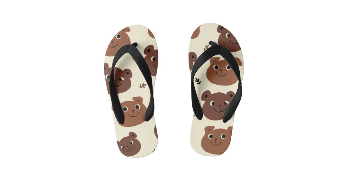 Funny bear face kid's flip flops | Zazzle