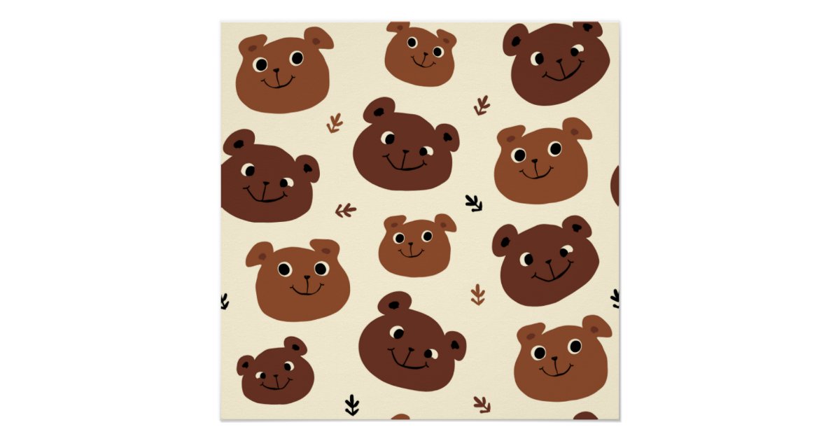 Funny bear face poster | Zazzle