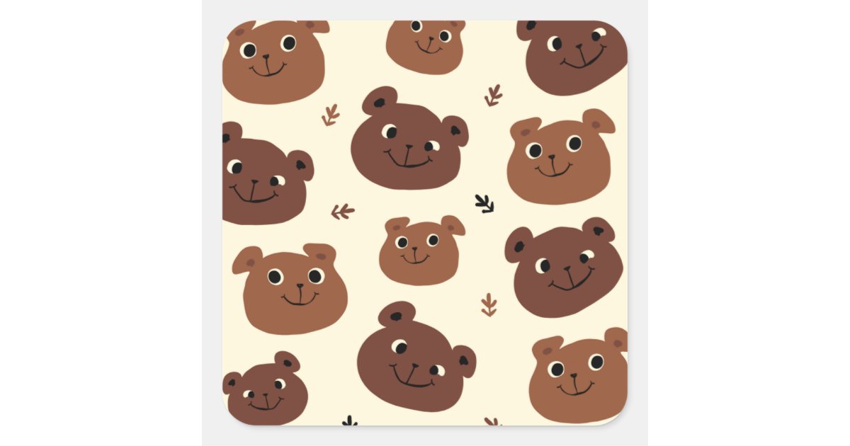 Funny bear face square sticker | Zazzle