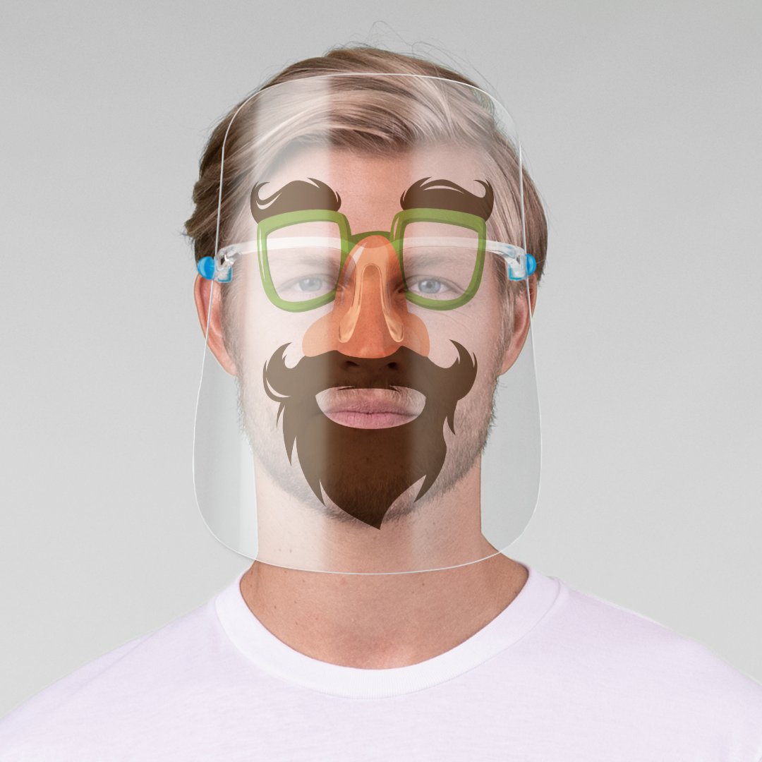 Funny Bearded Man with Glasses Face Shield | Zazzle