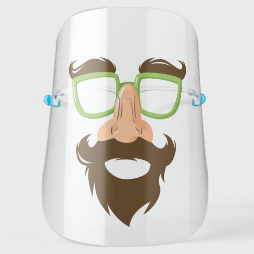 Funny Bearded Man with Glasses Face Shield | Zazzle