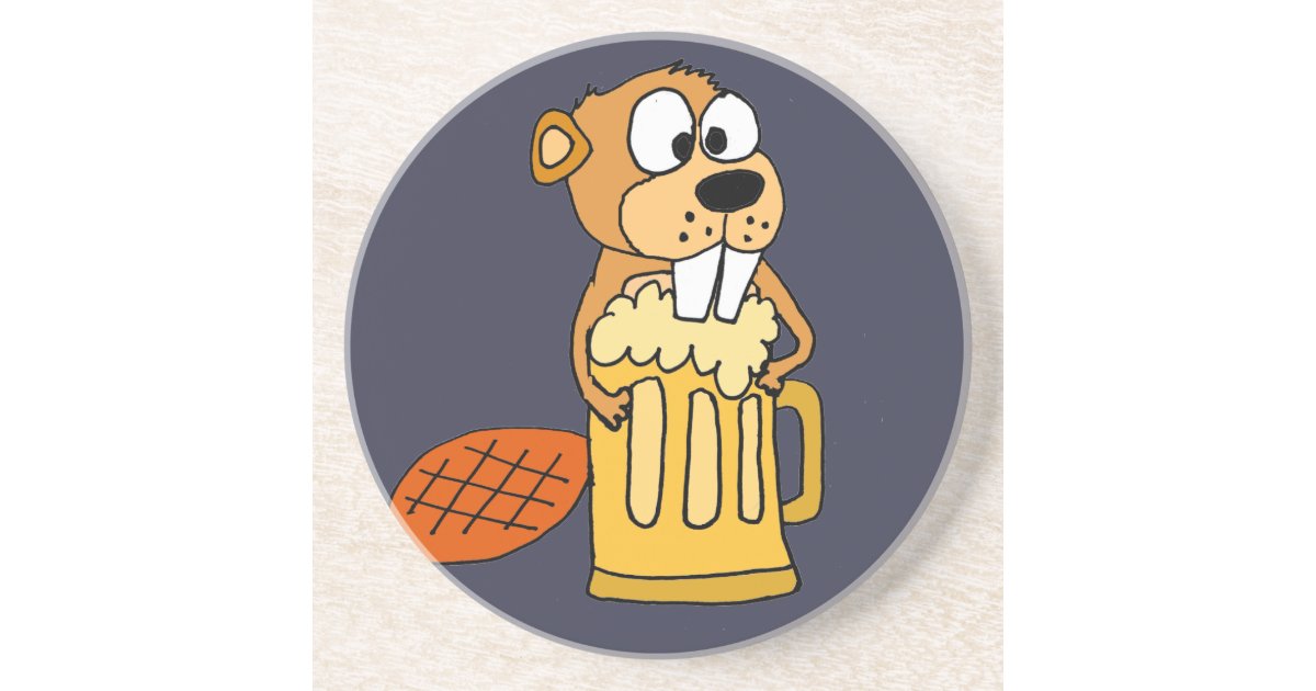 Funny Beaver Drinking Beer Drink Coaster | Zazzle