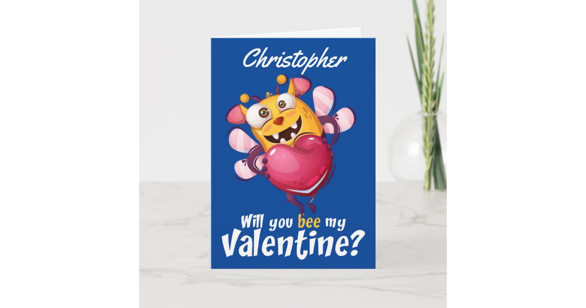 Funny Bee My Valentine Card | Zazzle