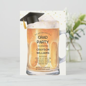 Funny Beer Graduation Party Invitation | Zazzle