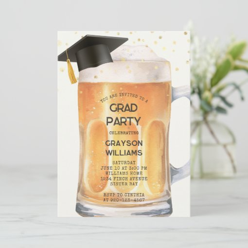 Funny Beer Graduation Party Invitation | Zazzle