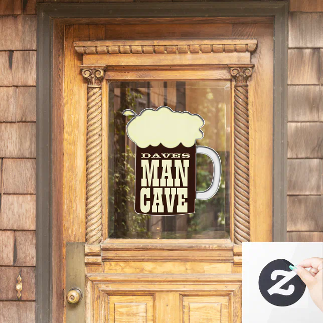 Funny Beer Mug Man Cave Window Cling | Zazzle