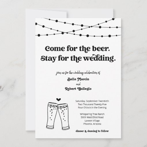 Funny Beer Theme Wedding Invitation | Zazzle