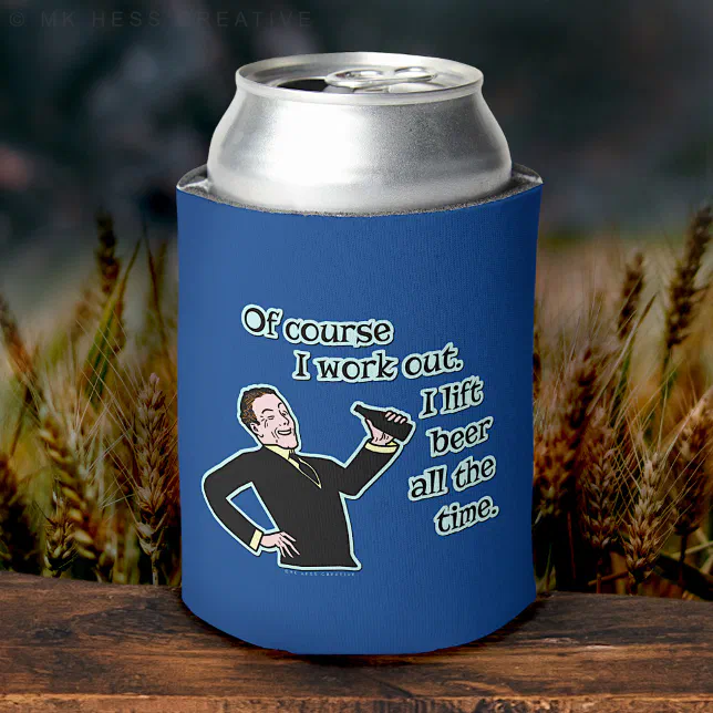 Funny Beer Work Out Humor Can Cooler | Zazzle