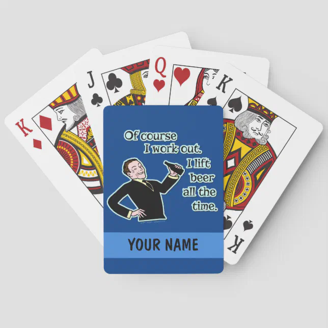 Funny Beer Work Out Humor Custom Retro Poker Cards | Zazzle