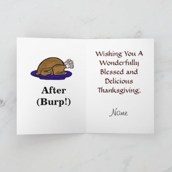 Funny Before and After Turkey Thanksgiving Card | Zazzle