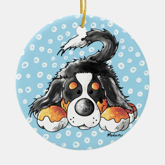 Funny Bernese Mountain Dog Cartoon Ceramic Ornament | Zazzle
