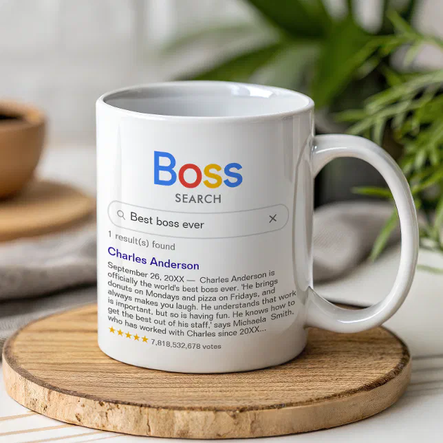 Funny Best Boss Ever Search With Personal Message Coffee Mug | Zazzle
