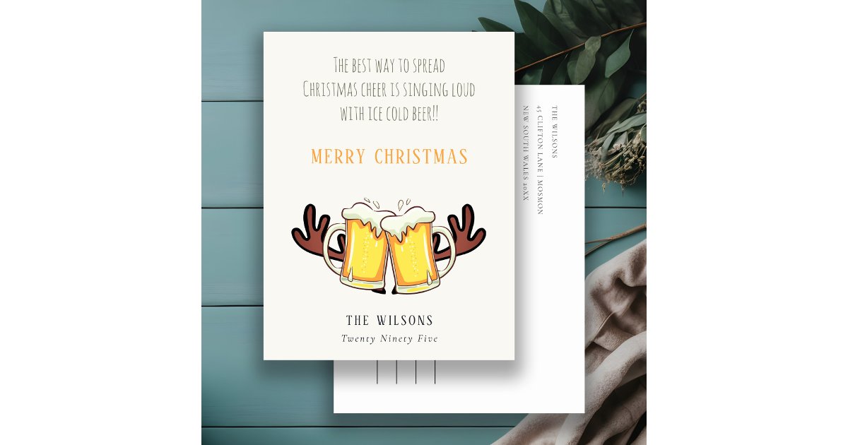 Funny Best Way To Spread Christmas Cheer Rein Beer Holiday Postcard ...