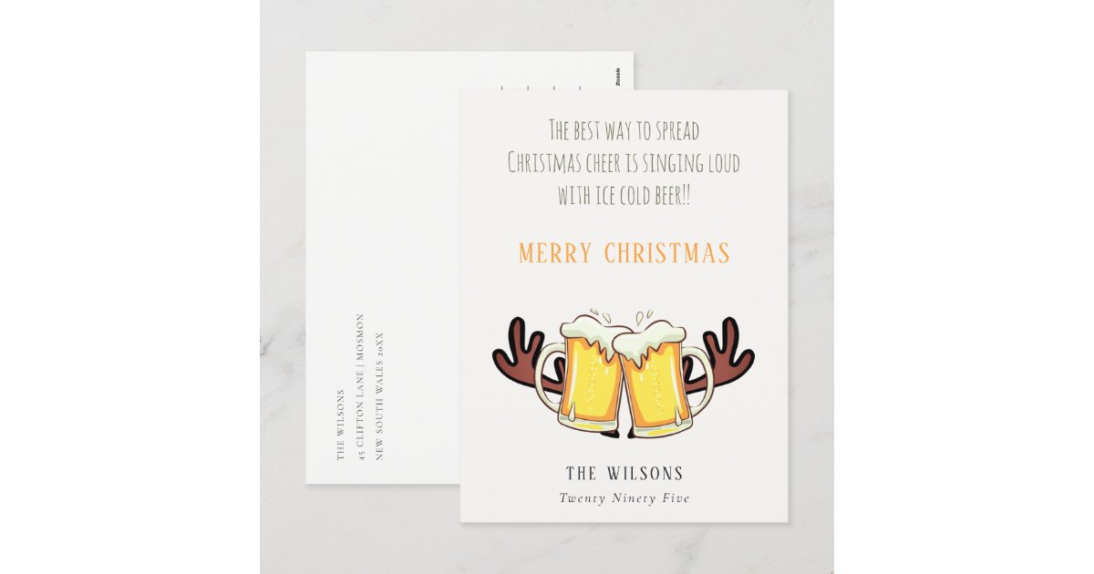 Funny Best Way To Spread Christmas Cheer Rein Beer Holiday Postcard ...