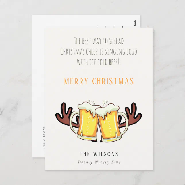 Funny Best Way To Spread Christmas Cheer Rein Beer Holiday Postcard ...