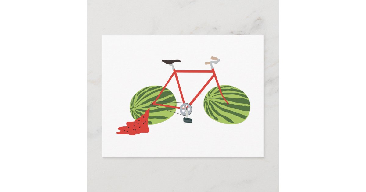Funny Bicycle with Watermelon Wheels Postcard | Zazzle