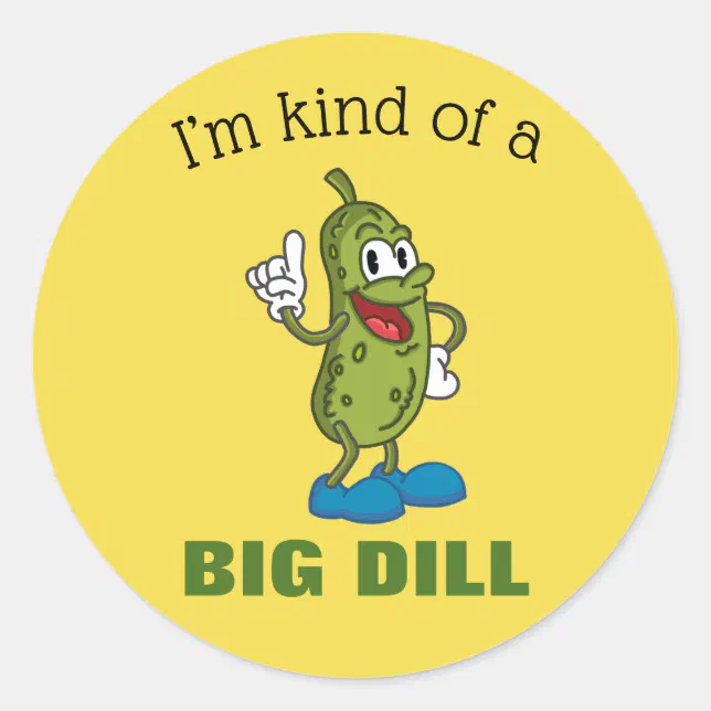 Funny Big Dill Pickle Pun Classic Round Sticker | Zazzle
