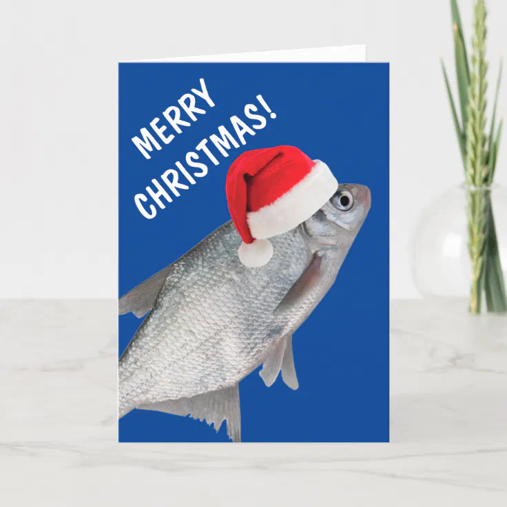 Funny Big Fish Christmas Holiday Card | Zazzle