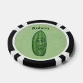 Funny Big Green Pickle With Stem Silly Face Poker Chips | Zazzle