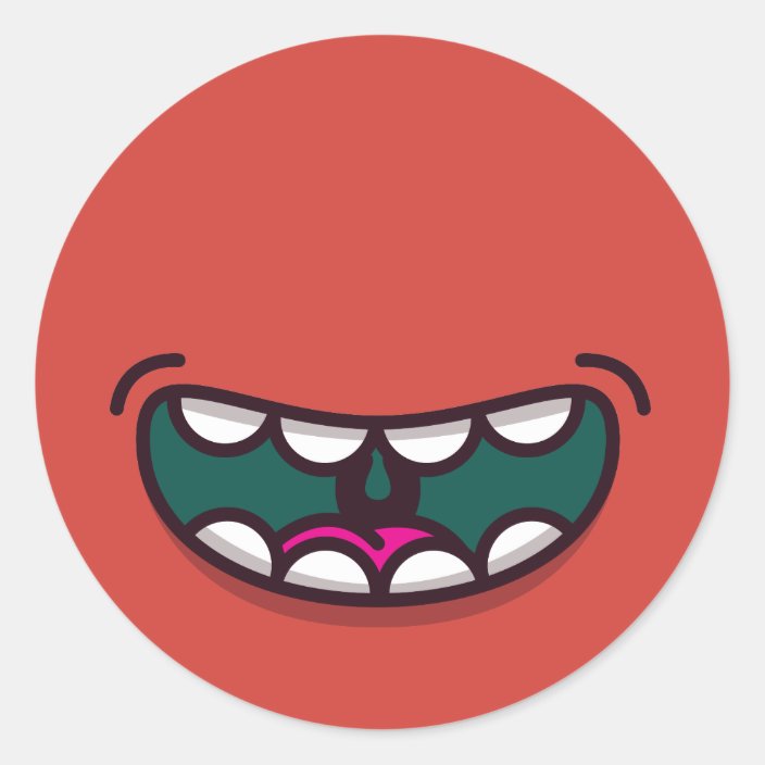 Funny Big Mouth Monster. Classic Round Sticker | Zazzle.com