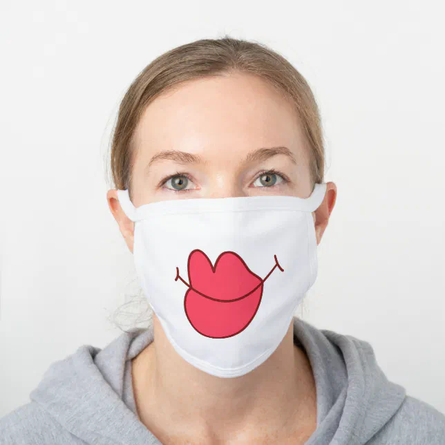 Funny Big Red Lips Cartoon White Cotton Face Mask | Zazzle