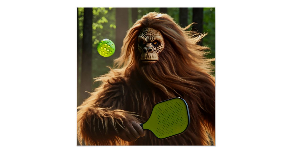 Funny Bigfoot Playing Pickleball Poster | Zazzle