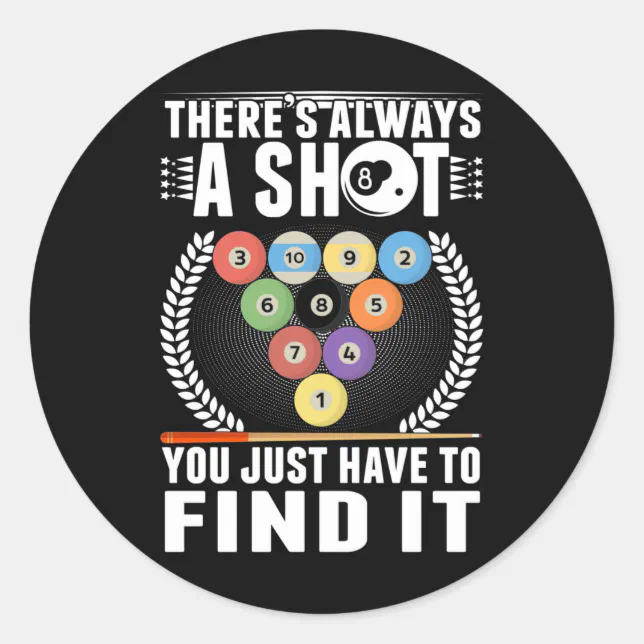 Funny Billiard Joke Cue Snooker Pool Player Classic Round Sticker | Zazzle