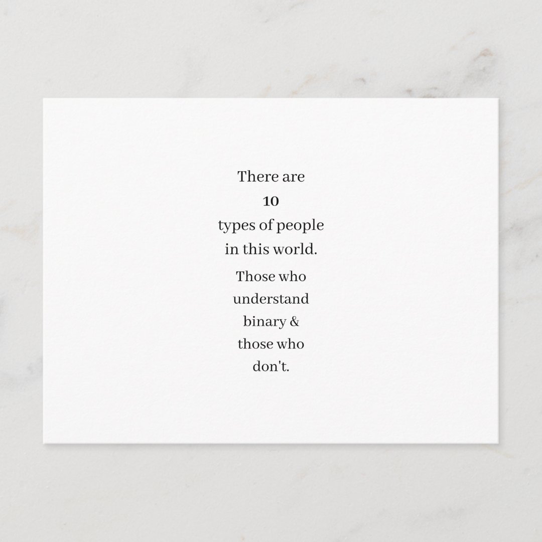 Funny Binary Math Computing Joke Gift Postcard | Zazzle