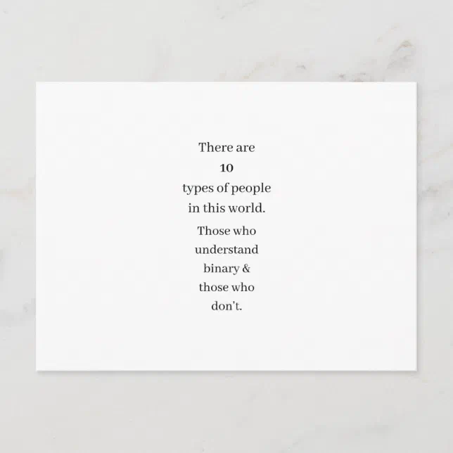 Funny Binary Math Computing Joke T Postcard Zazzle 