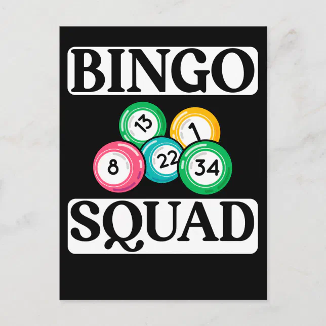 Funny Bingo Squad Saying Bingo Postcard | Zazzle