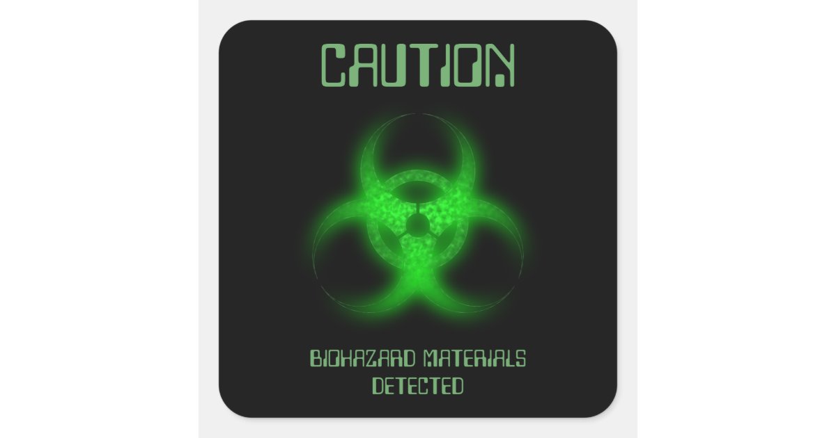 Funny Biohazard Toxic Warning Square Sticker | Zazzle