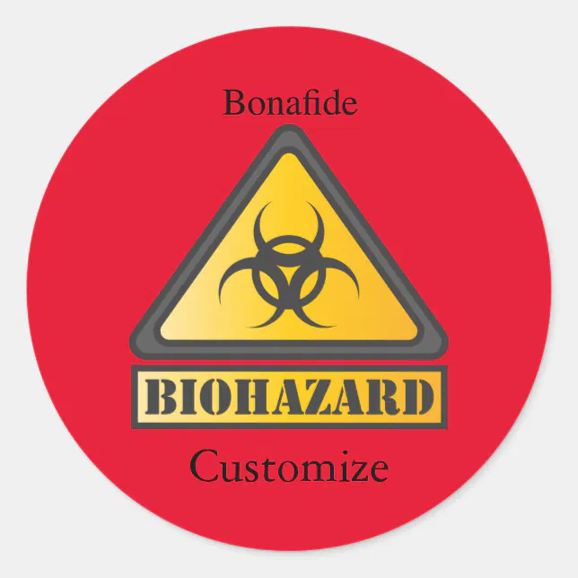 Funny Biohazard Warning SignThunder_Cove Classic Round Sticker | Zazzle