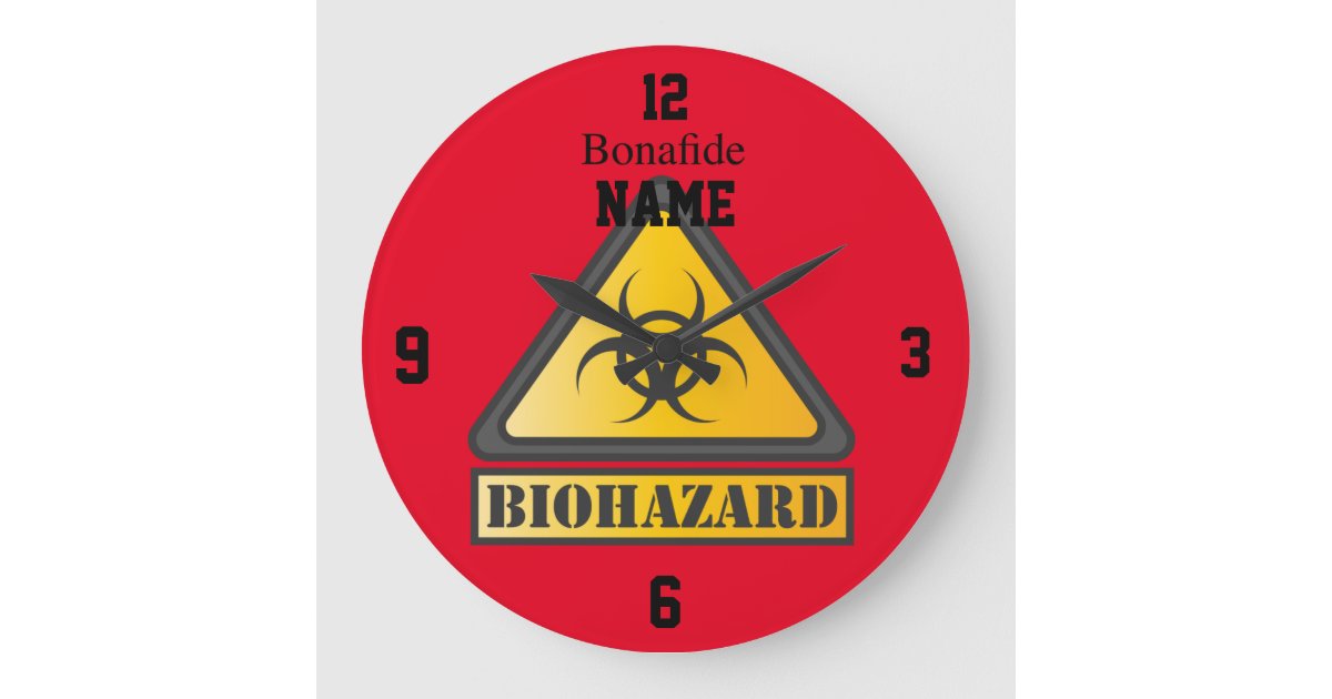 Funny Biohazard Warning SignThunder_Cove Large Clock | Zazzle