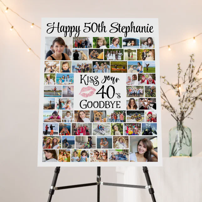 Funny Birthday 55 Photos Kiss Your Decade Goodbye Foam Board | Zazzle