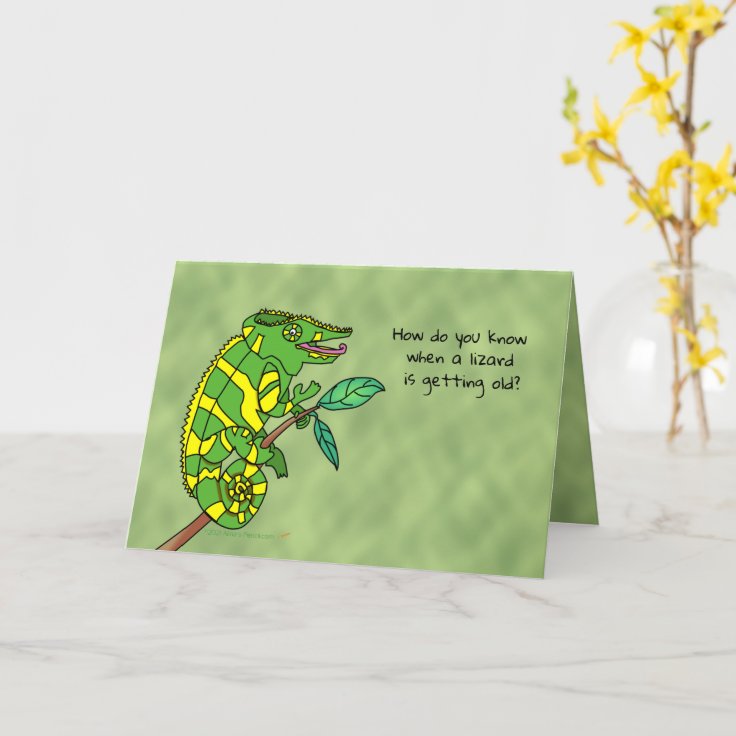 Funny Birthday Card for Old Man Lizard Joke Custom | Zazzle