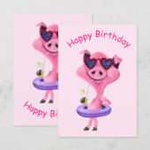 Funny Birthday Card with Happy Party Pig | Zazzle
