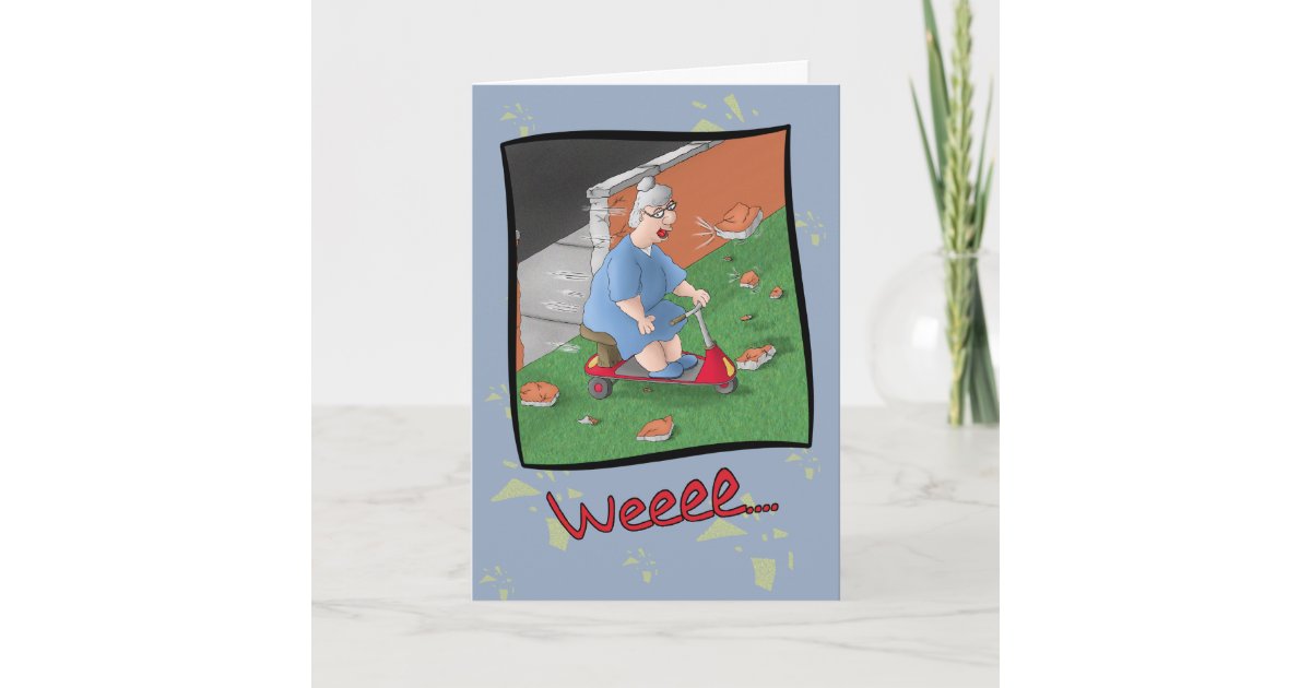 Funny Birthday Cards: Scooter Fun Card | Zazzle