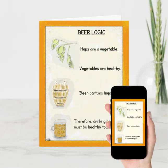 Funny Birthday Cartoon Card: Beer Logic Card | Zazzle