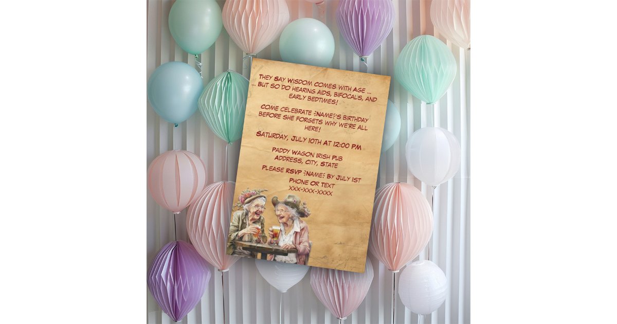 Funny Birthday for Older Ladies– Sassy Seniors Invitation | Zazzle