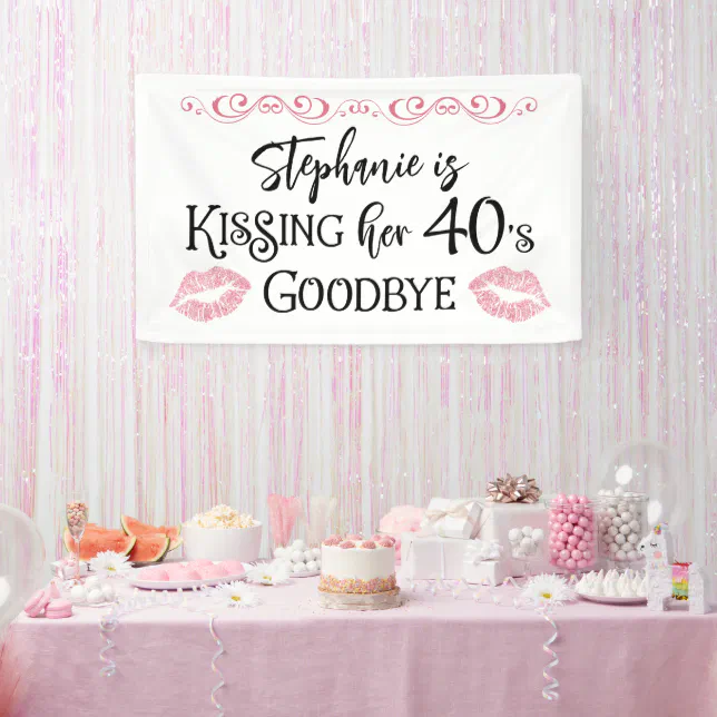 Funny Birthday Kiss a Decade Goodbye Custom Banner | Zazzle