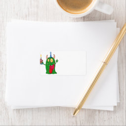 funny birthday monster cartoon character label | Zazzle