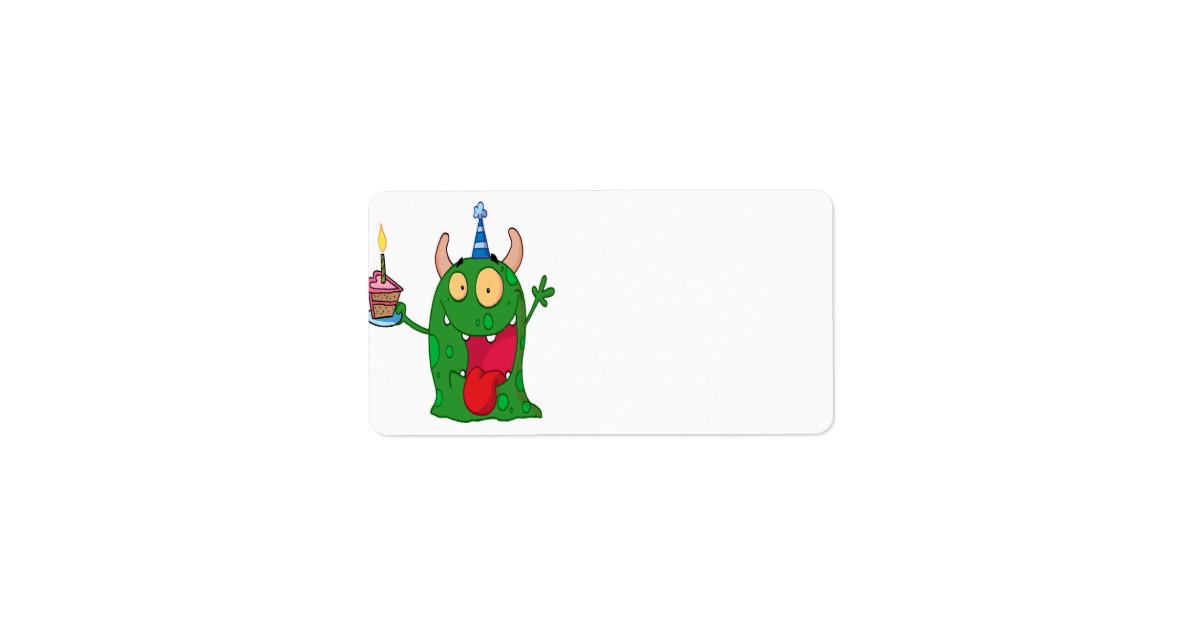 funny birthday monster cartoon character label | Zazzle