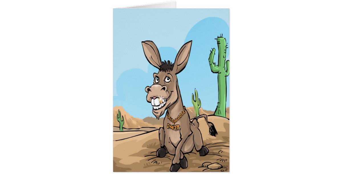 Funny Birthday Wishes - Sweet Donkey Card | Zazzle.com