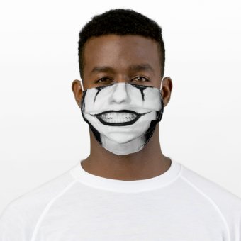 funny black and white clown smile adult cloth face mask | Zazzle
