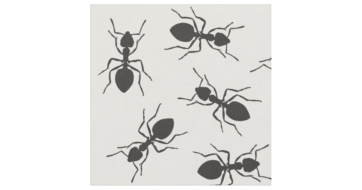 Funny Black Ants Pattern Fabric | Zazzle