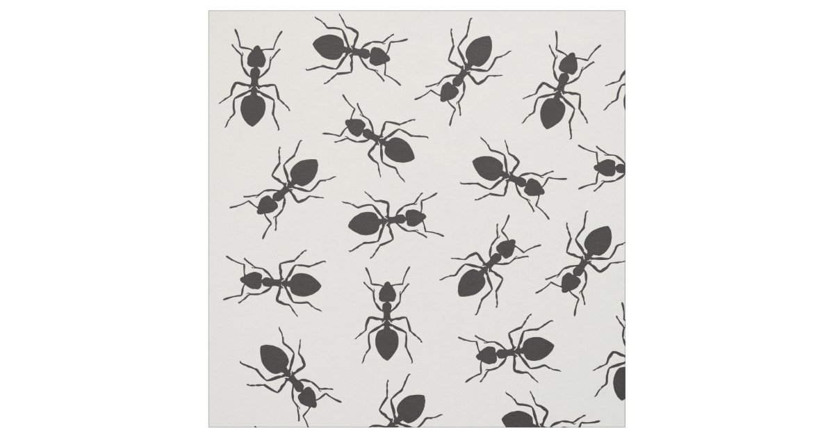 Funny Black Ants Pattern Fabric | Zazzle