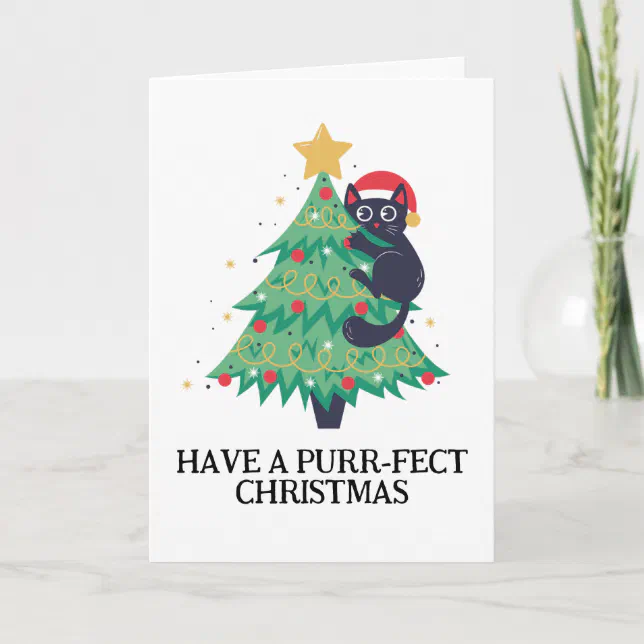 funny black cat christmas cards | Zazzle